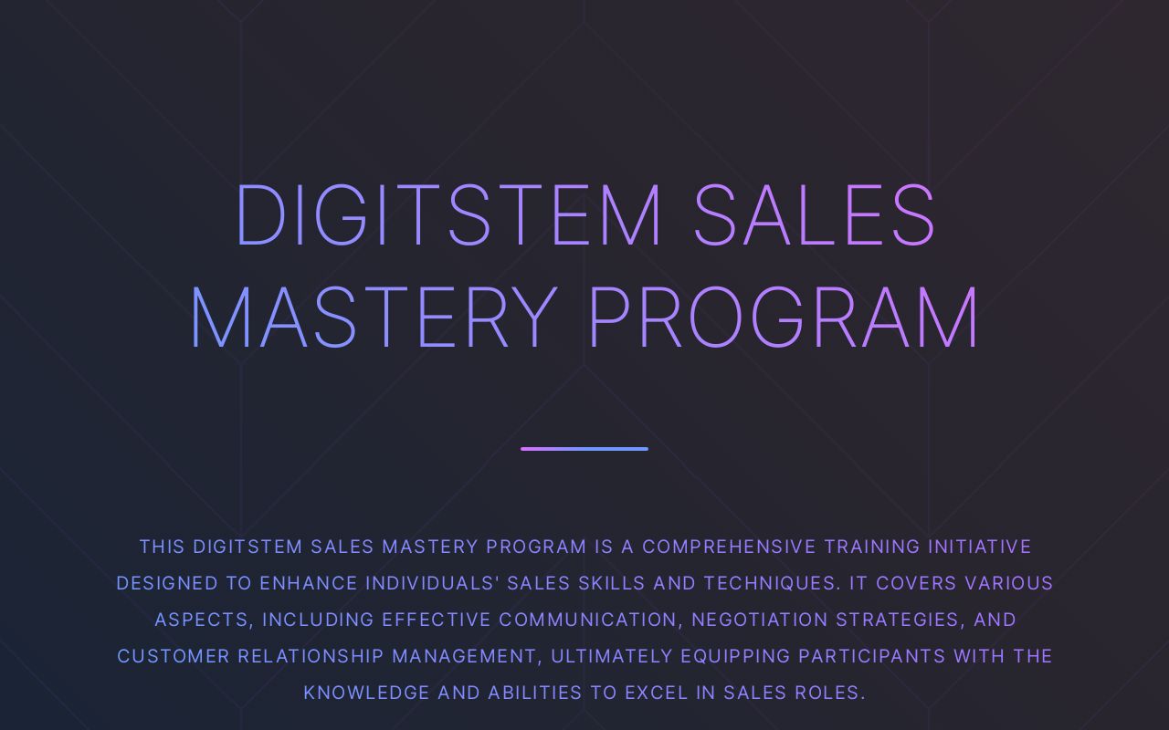 DIGITSTEM SALES MASTERY PROGRAM